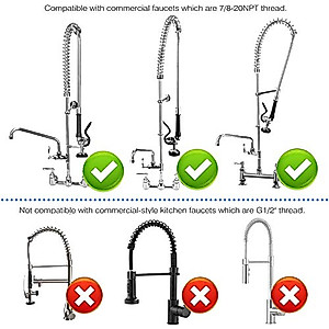 KWODE Pre-rinse Sprayer Hose Replacement Kit for Commercial Kitchen Sink Faucet, 44” Length Stainless Commercial Dish Spray Hose Parts