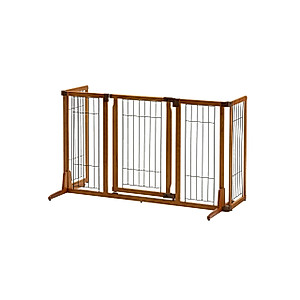 Richell Wide Premium Plus Freestanding Pet Gate with Door, 55" to 84" Wide Dog Gate