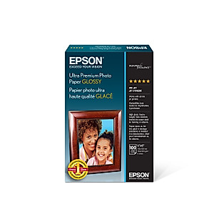 Epson T320 PictureMate Color Cartridge Ink & Ultra Premium Photo Paper Glossy - S042174, 4" x 6" (100 Sheets),White