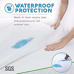 King Size Cooling Waterproof Mattress Protector Pad Cover,Bamboo Terry Top Breathable Fitted Sheet Style Deep Pocket-Noiseless,Vinyl,PVC Free,Matressprotector King for Pets Kids Adults