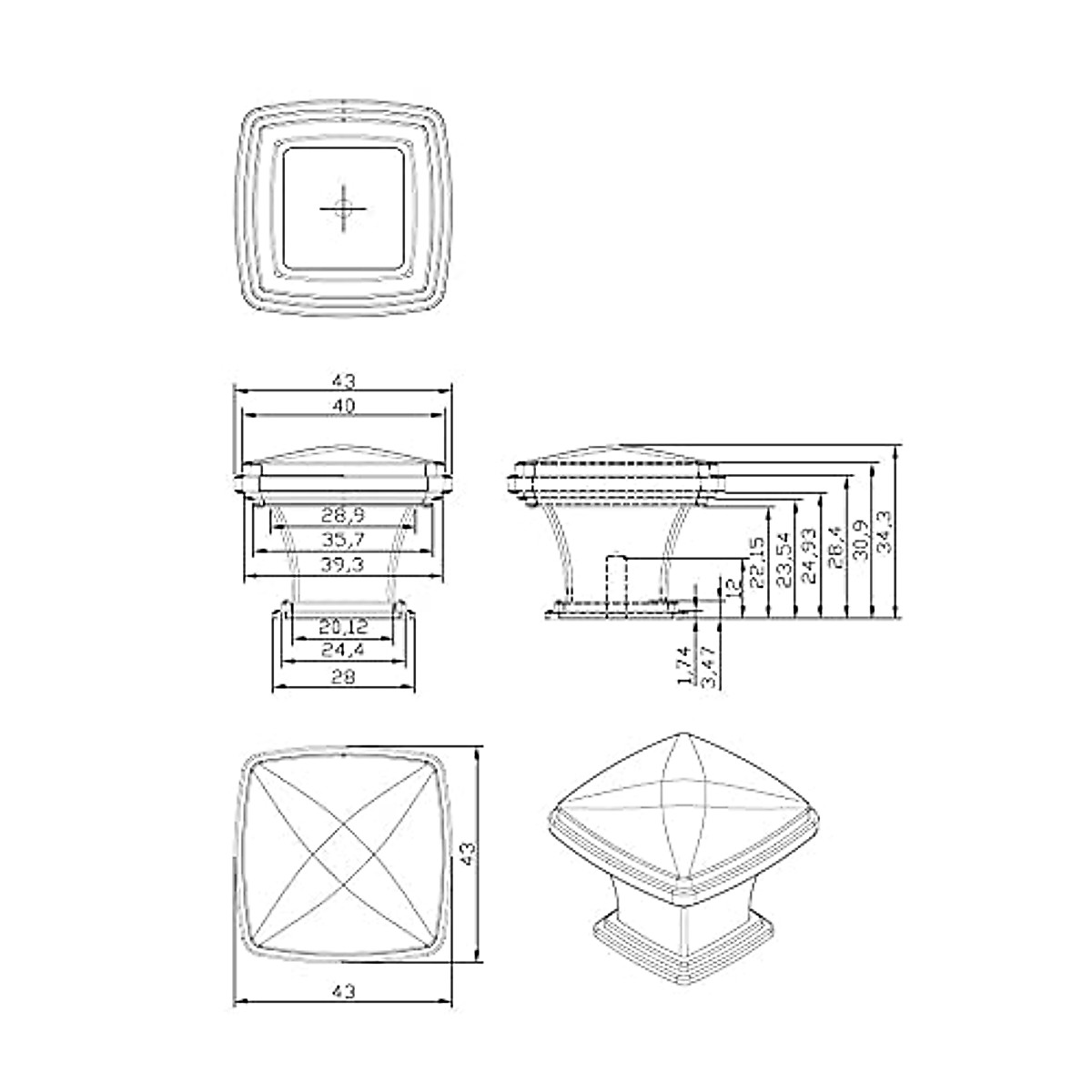 Richelieu Hardware BP81045195 Charlemagne Collection 1 11/16-inch (43 mm) x 1 11/16-inch (43 mm) Brushed Nickel Transitional Cabinet and Drawer Knob for Kitchen, Bathroom, and Furniture
