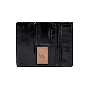 HOBO Jill Large Trifold Clutch For Women - Leather Construction With Mettalic Accent On Exterior, Gorgeous and Stunning Clutch Wallet Black One Size One Size