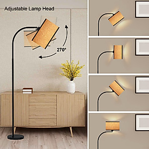 ROTTOGOON Floor Lamp for Living Room, Industrial LED Standing Lamp with 2 Lamp Shades (Grey/White), Classic Tall Reading Pole Lamp with LED Bulb, Modern Adjustable Black Floor Lamp for Bedroom Study