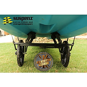 Suspenz Kayak Canoe Transport Cart, All-Terrain Super Duty Trolley Carrier with No-Flat Airless Wheels and Kickstand, 300 lb Load Capacity, Black (22-9908)