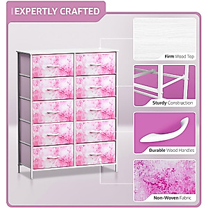 Sorbus Kids Dresser with 10 Drawers - Storage Unit Organizer Chest for Clothes - Bedroom, Kids Room, Nursery, & Closet - Steel Frame, Wood Top & Handles, and Easy Pull Fabric Bins