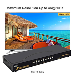CKLau 4Kx2K 8 Port HDMI KVM Switch with Cables and USB 2.0 Hub, Rack Mount KVM Switch Supports Keyboard Mouse Switching for Windows, Linux, Mac, Debian, Ubuntu, Fedora, Raspberry Pi and Ubuntu