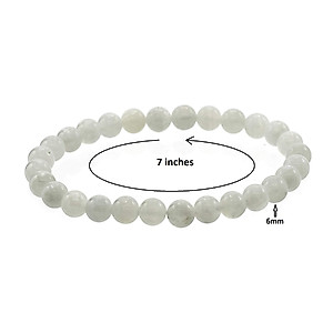 LTC Designs Shiny 6mm Round Moonstone Stackable Stretch Bracelet, 7" for Men, Women,and Teens.
