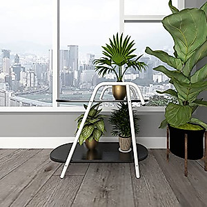 fusehome 2-Tier Tea Side Table, Plant Stand Small End Table Accent Table Living Room Bedroom Balcony Office, Modern Side Table with Storage for Living Room Balcony