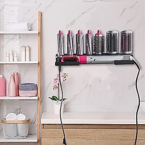 KEOQIANG Storage Holder for Airwrap Wall Mounted, Sturdy Curling Iron Accessories Rack Bracket with Adhesive, Suitable for Bathroom, Bedroom, Styling Room, Hair Salon, Black