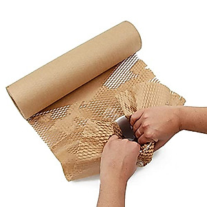ecoducer 15”x164’ Honeycomb Packing Paper Moving Supplies with 48 Fragile Stickers &100 ft Jute Twine. Eco Friendly Bubble Cushioning Wrap Packing Material. Biodegradable Shipping Supplies.