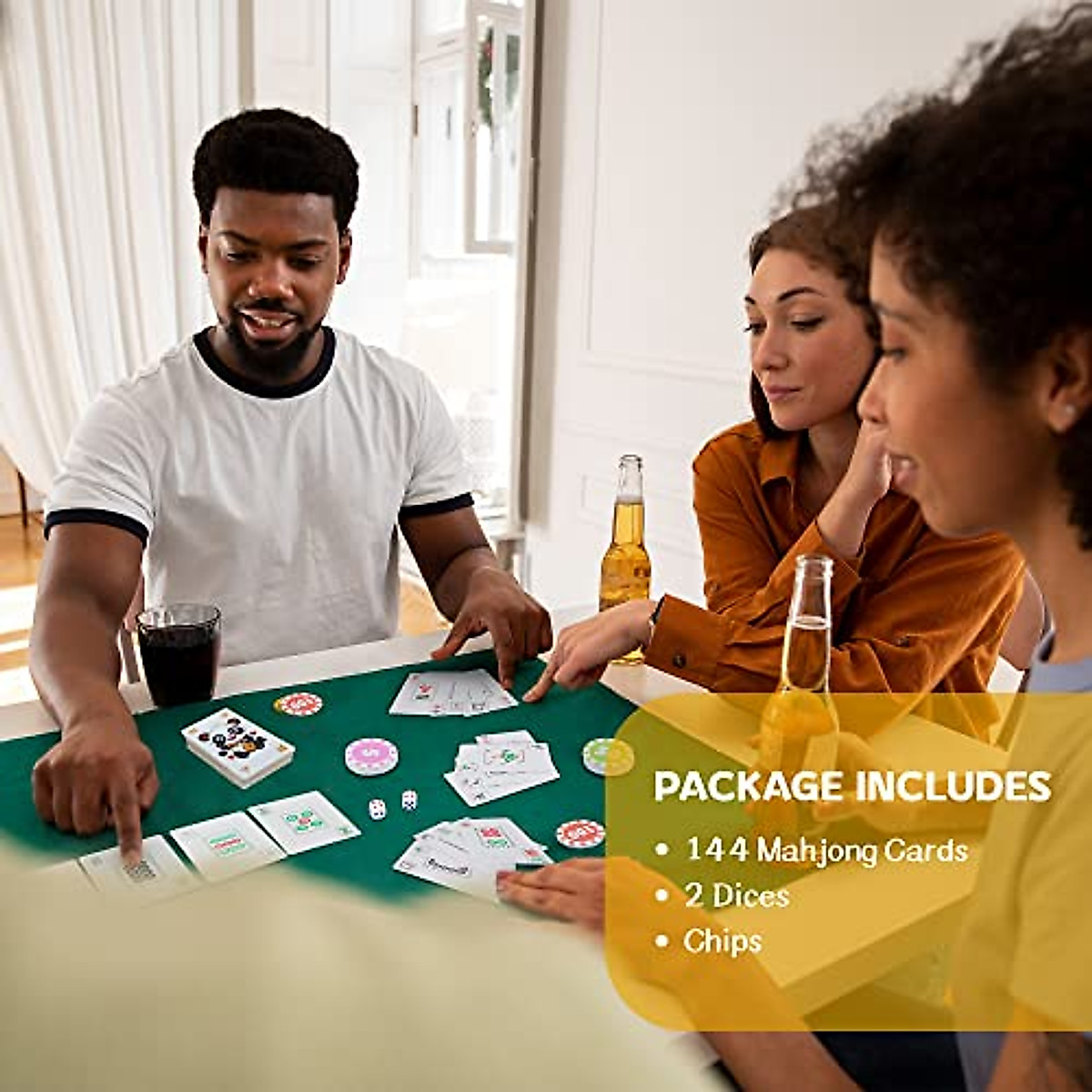 Sishynio Mahjong Cards Gift Set, Mah-Jongg Playing Cards with Dice & Chips, 2023 Handheld Cartoon Majiang Game, Classical Chinese Table Game, for Leisure Time Party Traveling Gifts (Pattern of Panda)