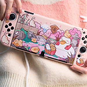 Kiloluv Spa Ducks Switch OLED Protective Case Skin Cover Case Compatible with Nintendo Switch OLED Model 2021