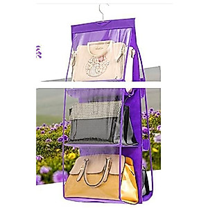 DCVFRQ Double-Sided Six-Layer Bag Hanging Bag Non-Woven Hanging Handbag Storage Hanging Bag Bag Storage Bag 140g Integrated Structure, Gray