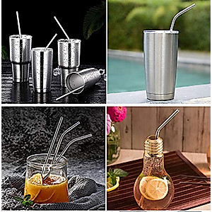 CALCA 10.5in Long Stainless Steel Drinking Straws for 30 oz and 20 oz Tumblers, Reusable Long Drinking Straws Set of 4, Cleaning Brush Included - US Stock