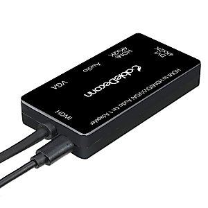 CableDeconn Multiport 4-in-1 HDMI to HDMI DVI 4K VGA Adapter Cable with Audio Output Adapter Converter (Black)