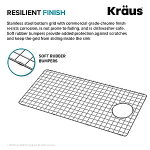 KRAUS Stainless Steel Bottom Grid (29 3/8 in. x 14 3/8 in.) for 33 in. Turino Workstation Drop-In/Undermount Fireclay Kitchen Sink KFDW1-33GWH and KFDW1-33MGR, KBG-FC3015