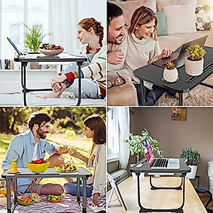 Fayquaze Laptop Bed Desk, Portable Foldable Laptop Bed Table with USB Charge Port Storage Drawer and Cup Holder,Lap Desk Laptop Stand Tray Table Serving Tray for Eating, Reading and Working