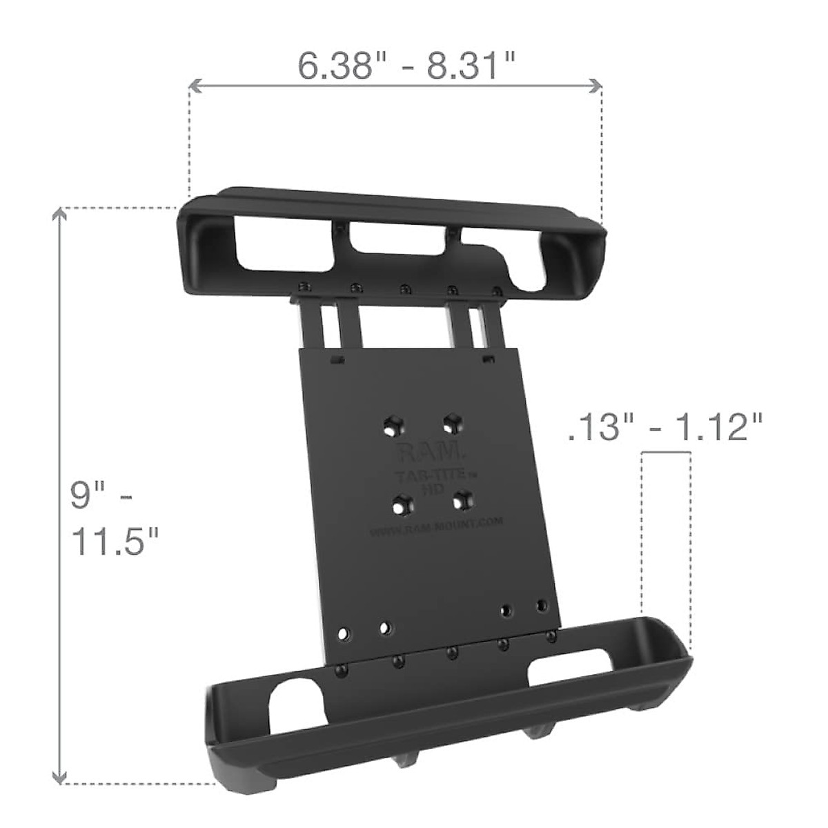 RAM Mounts RAM-HOL-TAB8U Tab-Tite Tablet Holder for Apple iPad Pro 9.7 with Case + More Compatible with RAM B 1" and C 1.5" Size Round Ball Bases