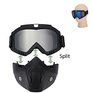 Motorcycle Helmet Riding Goggles Glasses,Protective Gear Compatible with Helmet for Men Women Kids Youth,Detachable Silver Goggles for Motorcycle ATV Dirt Bike