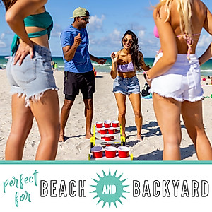 Franklin Sports Stadium Cup Pong Set - Jumbo 6 Cup Pong Game Set with Cups + Stand - Fun Indoor + Outdoor Tailgate Game