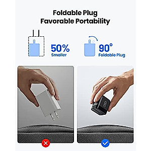 USB C Charger, INIU 30W PD QC 3.0 Dual Port Type C Charger Fast Charging Block, USB C Wall Charger with Foldable Plug for iPhone 14 13 12 11 Pro Max Samsung S21 S20 Note 20 iPad Pro Google LG AirPods