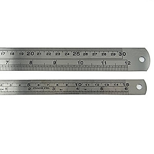 Honbay Stainless Steel Ruler 12 Inch and 6 Inch Double Side Measuring Scale Mark Metal Rule For Office Woodworking Engineering
