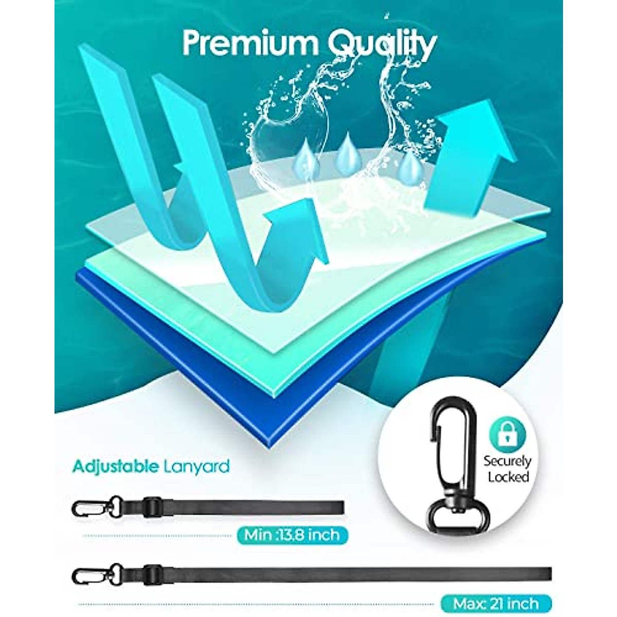 Hiearcool Universal Waterproof Phone Pouch, Waterproof Phone Case Compatible for iPhone 14 13 12 11 Pro Max XS Plus Samsung Galaxy S22 Cellphone Up to 7.2", IPX8 Cellphone Dry Bag for Vacation-4 Pack