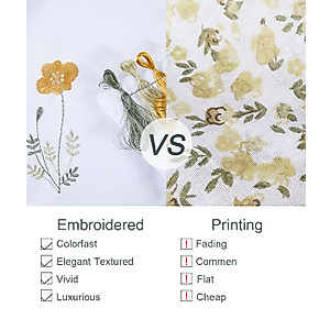 YINFUNG Floral Duvet Cover King Flower White Yellow Wildflower Spring Embroidered Cotton King Garden Green Elegant Botanical Blossom Fresh Sweet French Country Bedding Set 3 Pieces 104x90