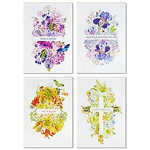 Hallmark Religious Easter Cards Assortment, Painted Flowers (16 Cards with Envelopes)