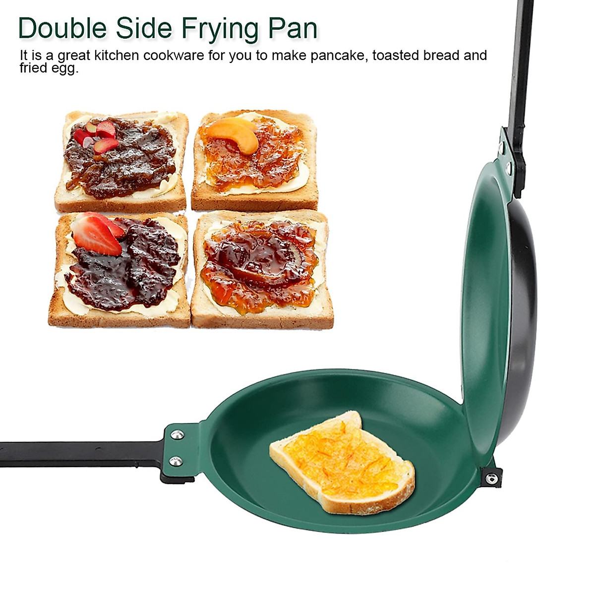 Double Sided Frying Pan, Non Stick Flip Folding Frying Pan Double Sided Ceramic Coated Frying Pan Non Stick Pan Heat Evenly On Both Sides for Pancakes Toasts Omelettes