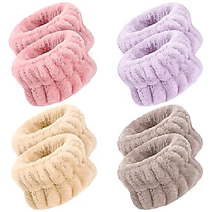8 Pcs Wrist Spa Washband - Microfiber Wrist Wash Towel Band | Face Wash Wristbands | Absorbent Wristbands Wrist Sweatband for Girls & Women, Prevent Liquid from Spilling Down Your Arms