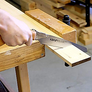 KAKURI Japanese Saw Set of 4 Saws, Fine Cut Woodworking Japanese Saw Kit (Dozuki Fine tooth 7", Flush Cut 7", Hard Wood 8-1/4", Keyhole 6") Oil Finished Red Oak Handle with Wrap Case, Made in JAPAN