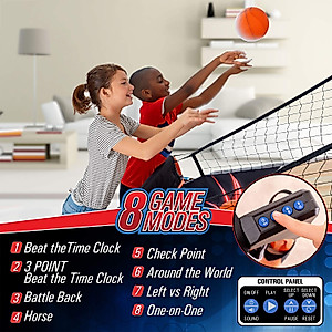 Deco Home Arcade Basketball Game with Dual Rim Backboard, Includes Electronic Tracking LED Scoreboard with 8 Game Modes for 1-4 Players, 5 Game Balls, Air Pump, Folding Assembly for Easy Storage