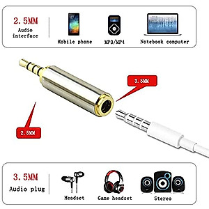 Adhiper Replacement 2.5mm to 3.5mm Stereo Jack Cable Adapter，for Headphone, Tablets, 4 Poles Jack Stereo Adapter for Stereo Audio Jack Adapter Cable，2.5mm to 3.5mm Adapter (2 Pack)