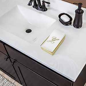 AH AMERICAN HOMESTEAD Disposable Hand Towels for Bathroom 50 Count - Guest Bathroom Essentials -Bathroom Paper Towels - Monogrammed Disposable Napkins - Wedding Napkins in Paper Towel Tray (Silver, H)