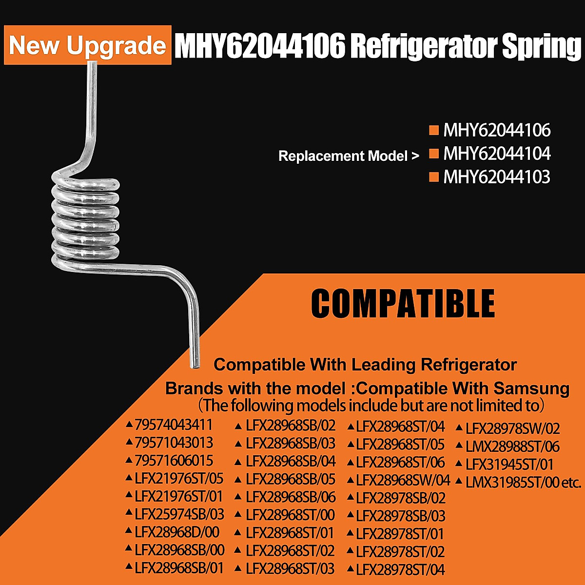 Upgrade (2 Pcs) MHY62044106 Refrigerator Door Spring Replace MHY62044104 MHY62044103 Flapper Door Spring Compatible With LG Kenmore Electronics Refrigerator LFX25976ST LFX28978ST LFX28968SB LFX28968ST