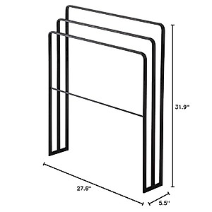 Yamazaki 4980 TOWER Handtuchhalter mit 3 Ebenen, schwarz, Stahl, Minimalistisches Design
