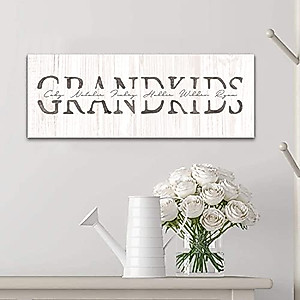 Personalized GRANDKIDS Art | Customized with all Grandchildren’s Names |Unique and Customized Gift for Grandparents, Grandpa, or Grandma on Mother’s Day | Canvas or Wood Block Mount | Personal Prints (Whitewashed Wood, 6.5"x18" Block Mount)