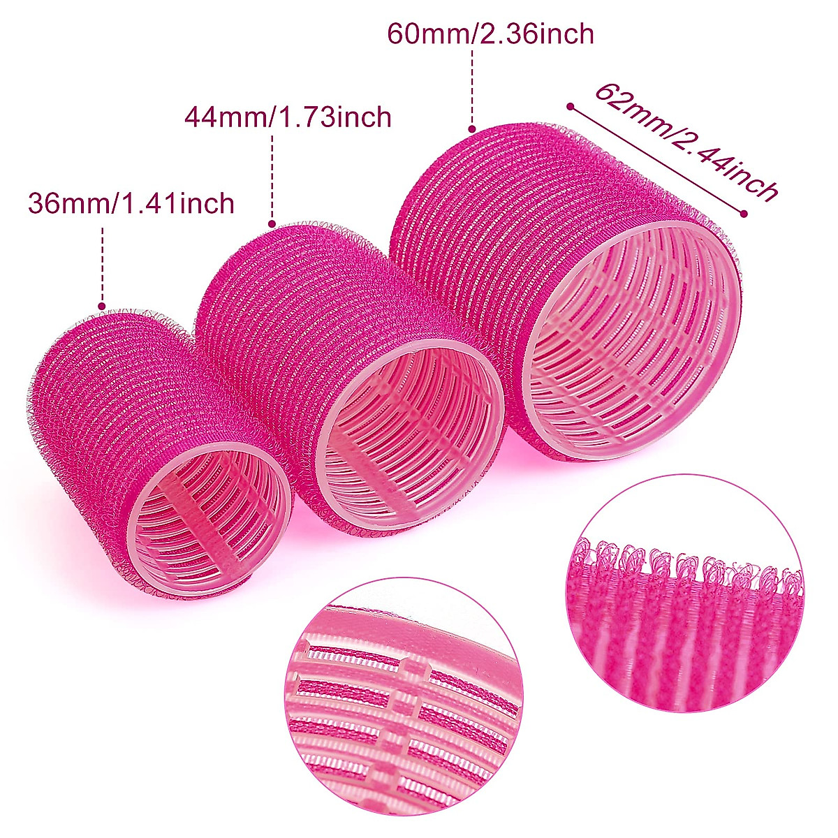 Jumbo Size Self Grip Hair Rollers Set, Salon Hair Set,with Hair Dressing Curlers (Jumbo, Large, Medium), Folding Pocket Comb, Duckbill Clips