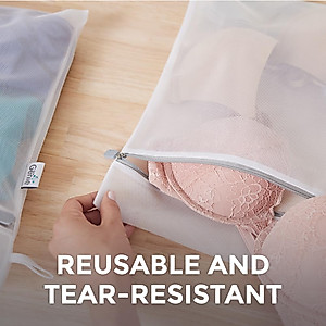 HOME GENIE Durable and Gentle Mesh Laundry Bags for Washing Delicates, Oversized Silicone Zipper, Machine Safe for Bras Lingerie Baby Garments, Net Bag for Tangle Free Wash Dry, Travel, 3 Pk Medium