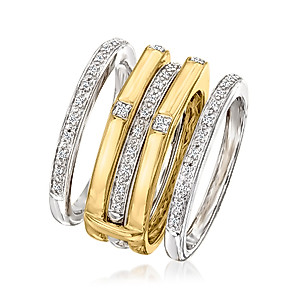 Ross-Simons 0.15 ct. t.w. Diamond Jewelry Set: 4 Stackable Rings in Sterling Silver and 18kt Gold Over Sterling. Size 6
