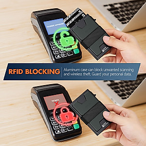 AUTLEY Slim Card Holder, Minimalist Pop Up Wallet for Men, RFID Blocking Mens Wallet with Cash Band (Black)