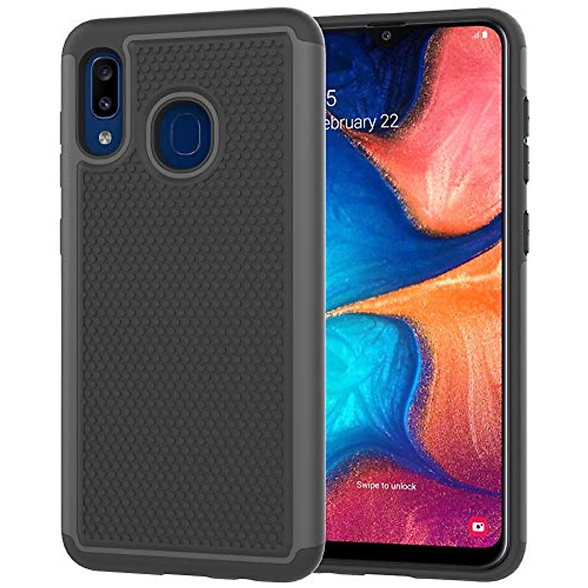 Dahkoiz for Samsung Galaxy A20/A30 Case with Tempered Glass Screen Protector, Dual Layer Drop Protection Cover Protective Phone Case for Samsung Galaxy A20/A30, Black