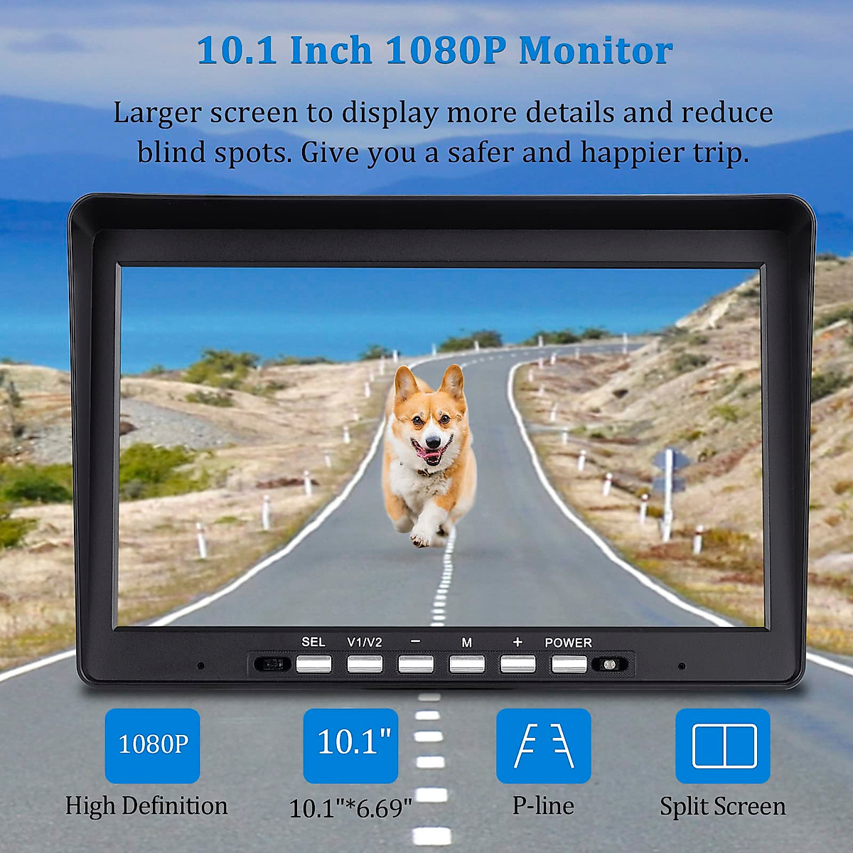 WOOCARTY 10.1'' Wireless RV Backup Camera System, 1080P DVR Recording Monitor, Night Vision IP68 Waterproof Rear View for Truck/Trailer/Camper, 32GB SD Card, Compatible with Furrion Mount, W101 BLACK
