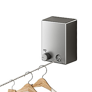 Retractable Clothesline, Indoor Outdoor Clothes Line, Heavy Duty Clothes Drying Laundry Line with 13.8 Ft Steel Wire, Retractable Indoor Clothes Lines for Drying, Hanging for Bathroom, Balcony, Hotel