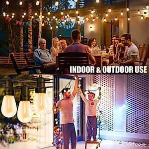 Outdoor String Lights Patio Hanging Light with LED Dimmable Light Bulbs Garden Deck Backyard Waterproof Shatterproof 50FT