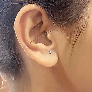Mini Micro Natural Diamond SINGLE Stud Screw Back Earring in 14k Solid Yellow Gold | Cartilage Diamond Stud Earrings | 1 Piece (0.02ct)