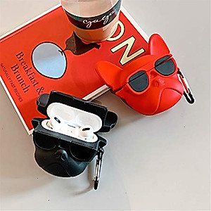 Joyleop(Black Cool Dog) for Airpods Pro 2019/Pro 2 Gen 2022 Case Cover, 3D Cute Cartoon Funny Fun Cool Stylish Animal, Silicone Air pods Character Skin Keychain Accessories Kits for Airpod Pro 2019