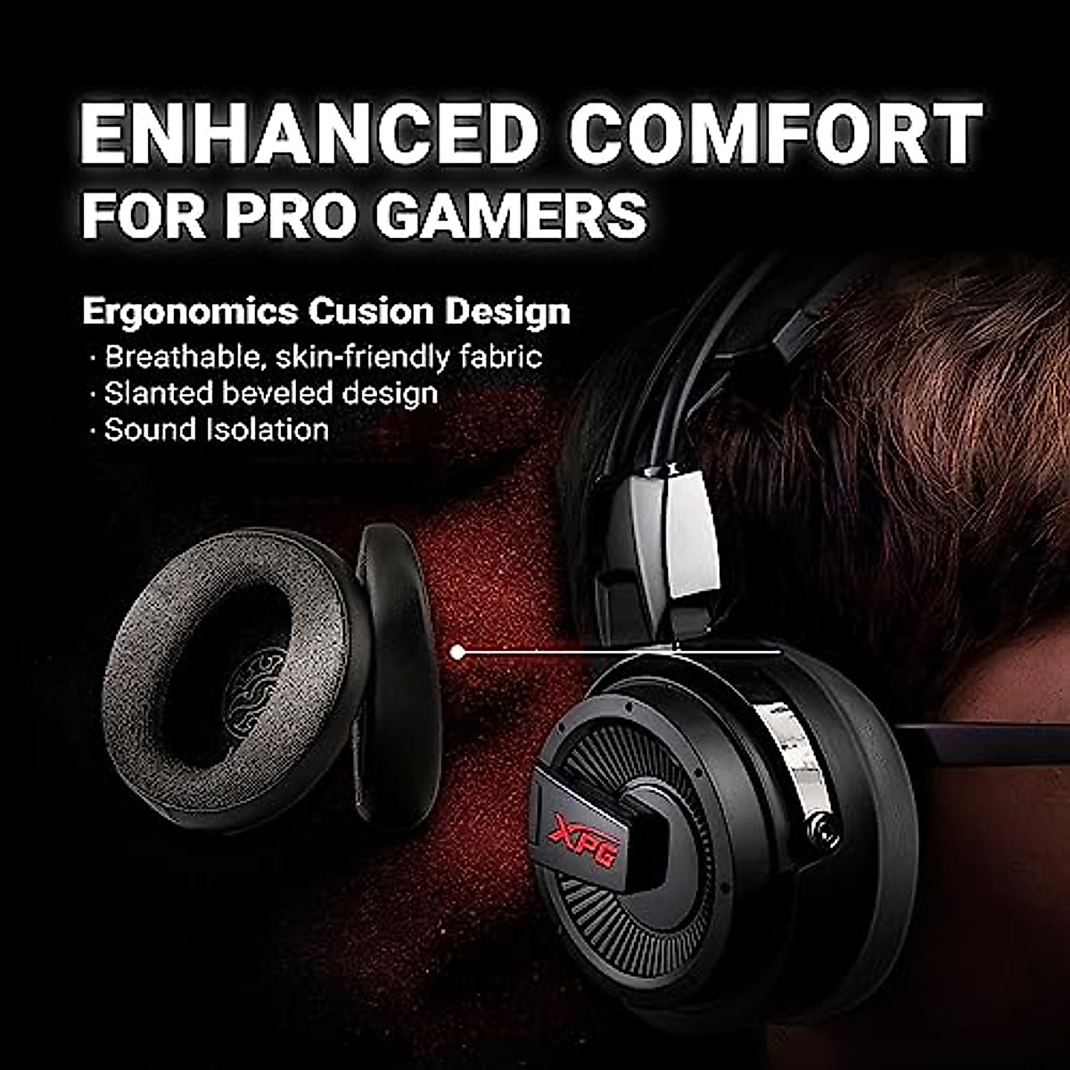 XPG Precog Gaming Headset with Mic Hi-Fidelity Dual Drivers 7.1 Virtual Surround Sound (XPG Precog), One Size
