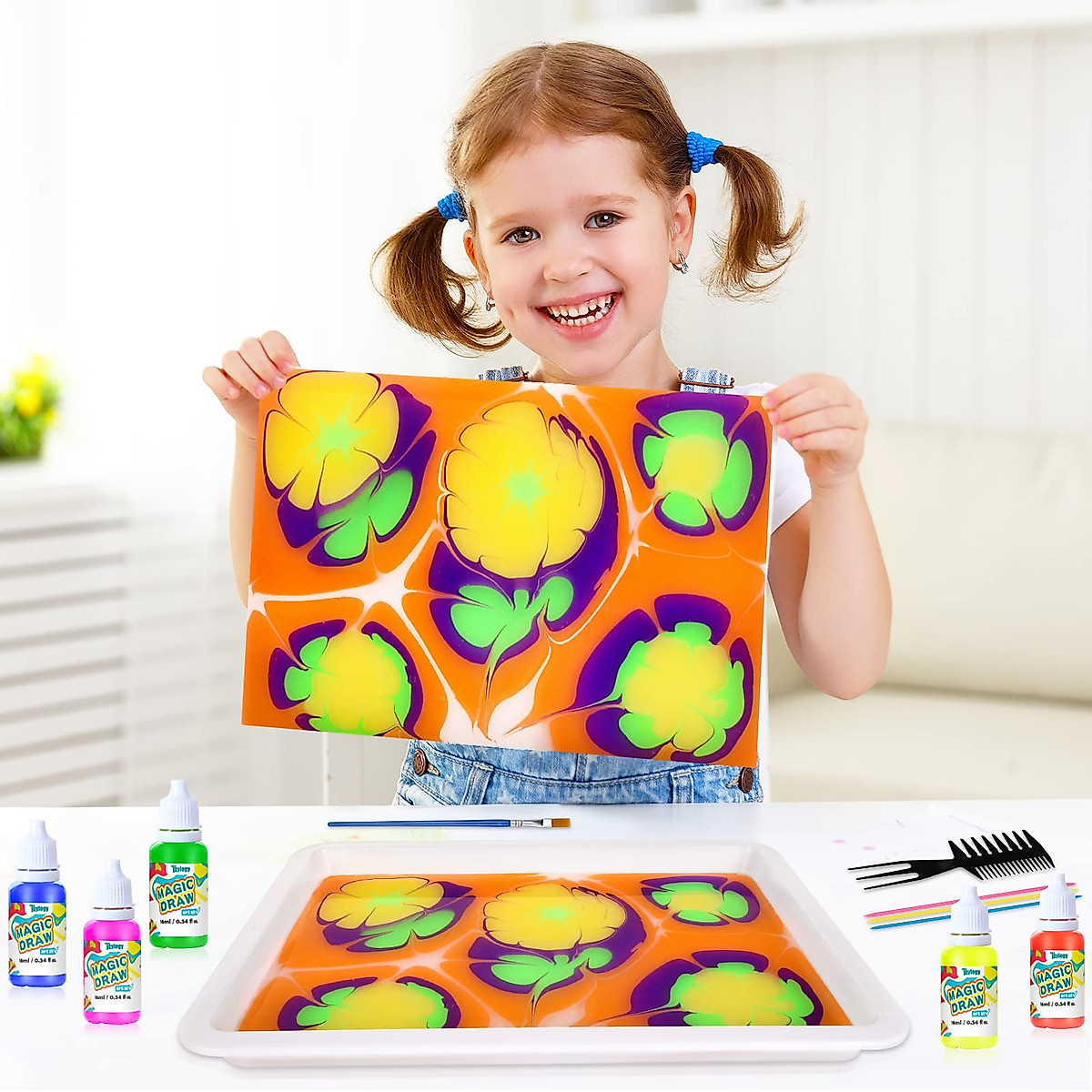Toylogy Marbling Paint Art Kit for Kids Art and Crafts for Kids Ages 6-12 Craft Kits for Girls & Boys Gift Ideas for Kids Activities Age 4 5 6 7 8 9 10 Year Old Girls Gift